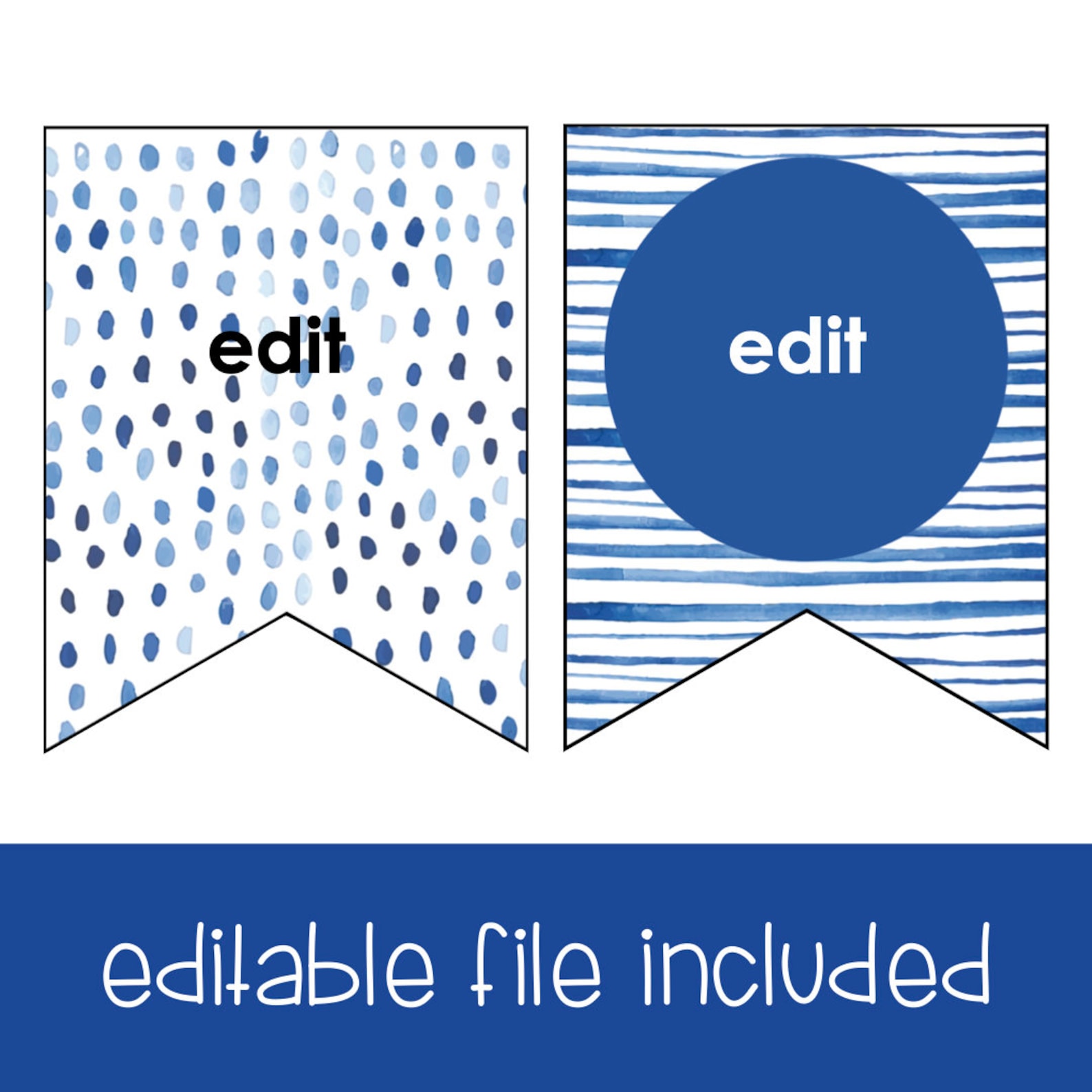 Editable Letter Banner Pennants With Blue Watercolor Theme | Printable ...