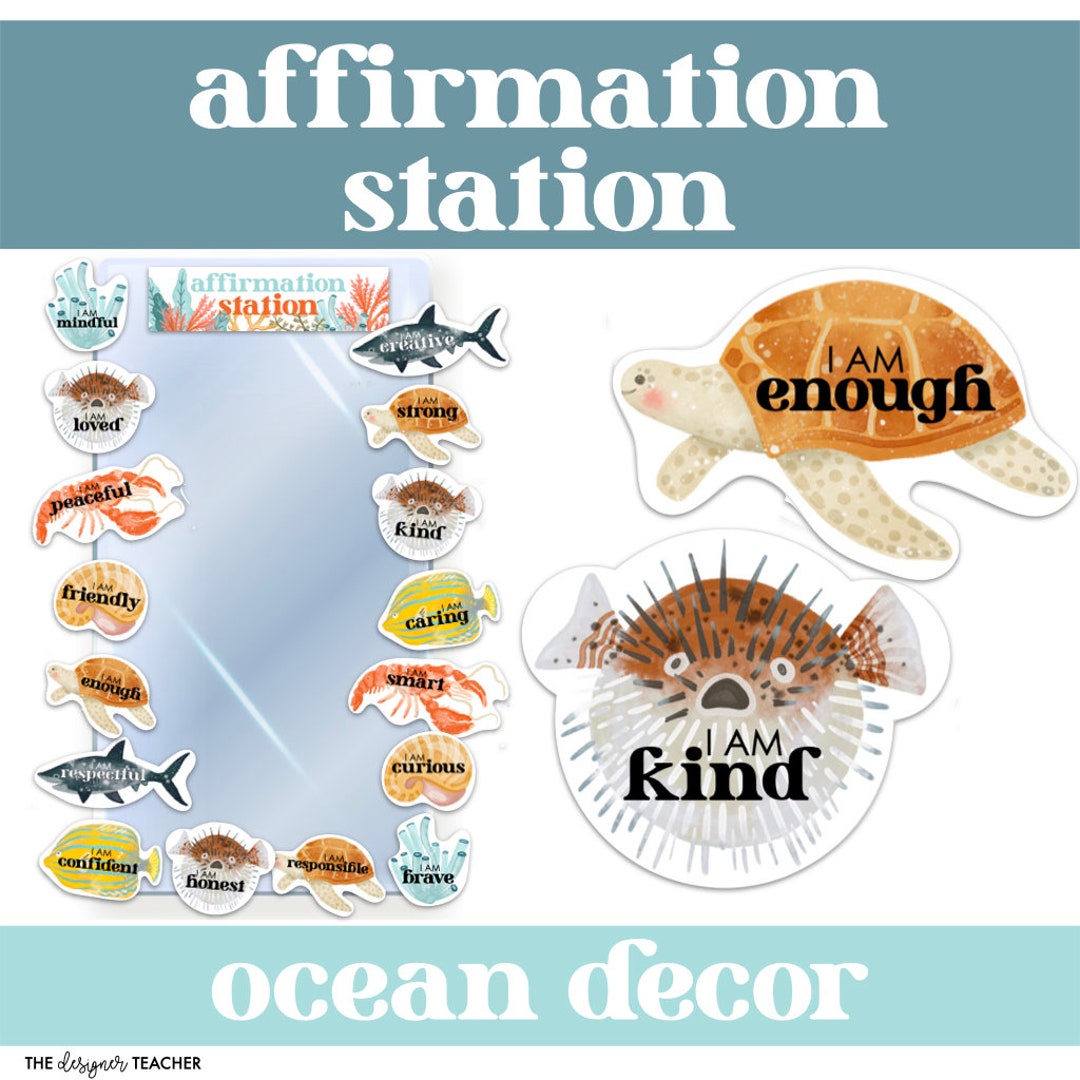 Ocean Theme Affirmation Station Mirror Display Under the Sea Classroom ...