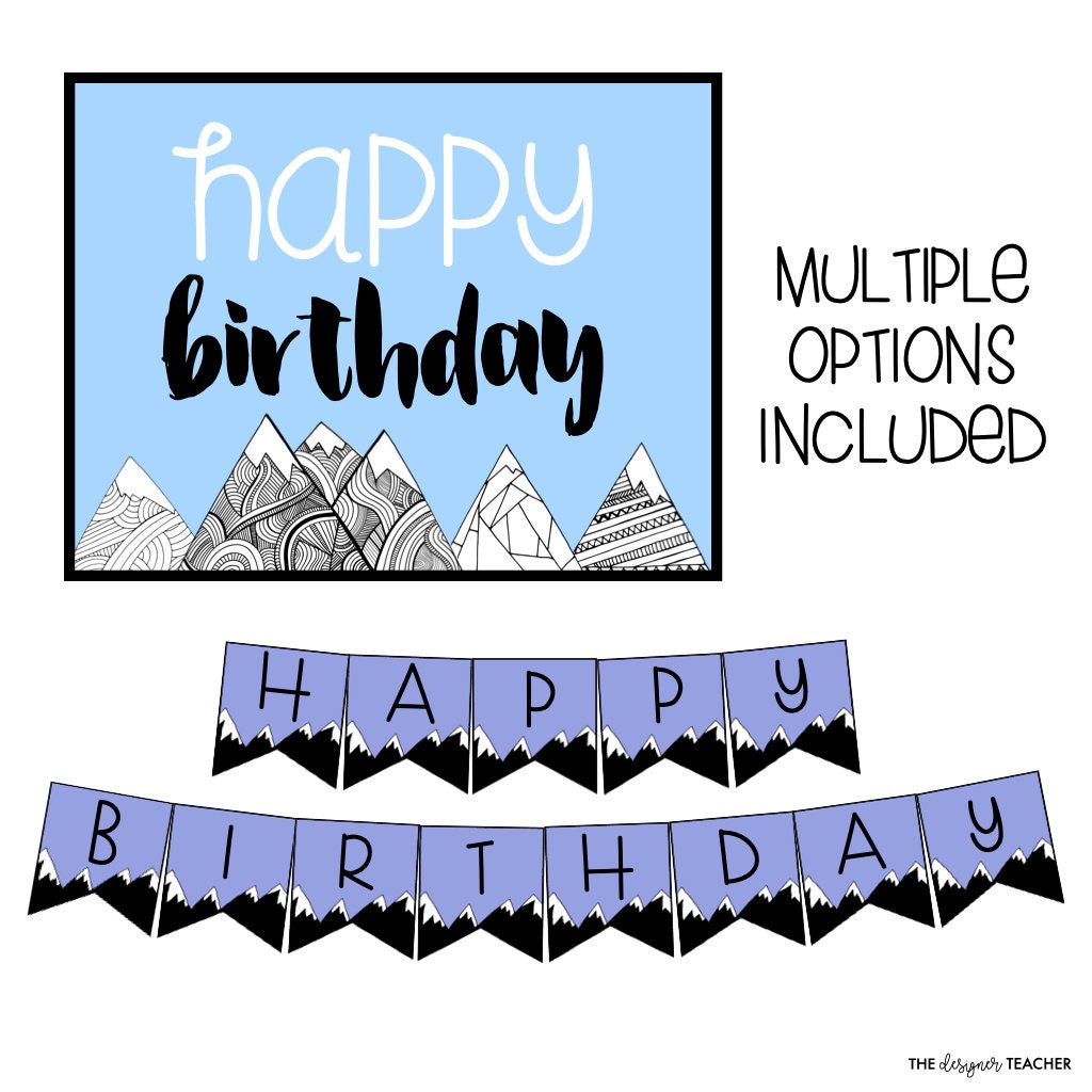 Editable Birthday Display With Mountain Theme - Etsy