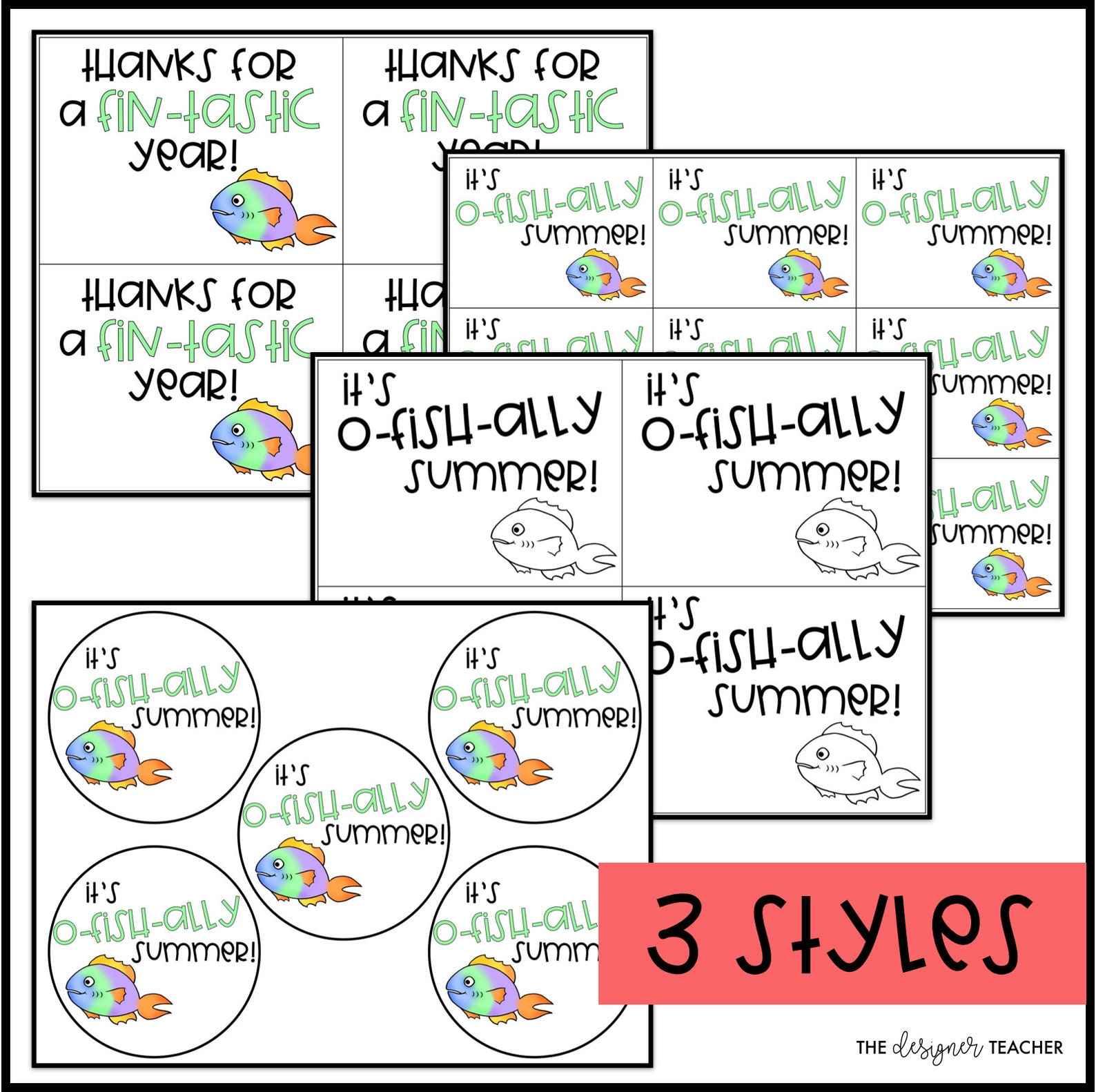 It's O-fish-ally Summer Fish End of the Year Gift Tags & Cards for ...