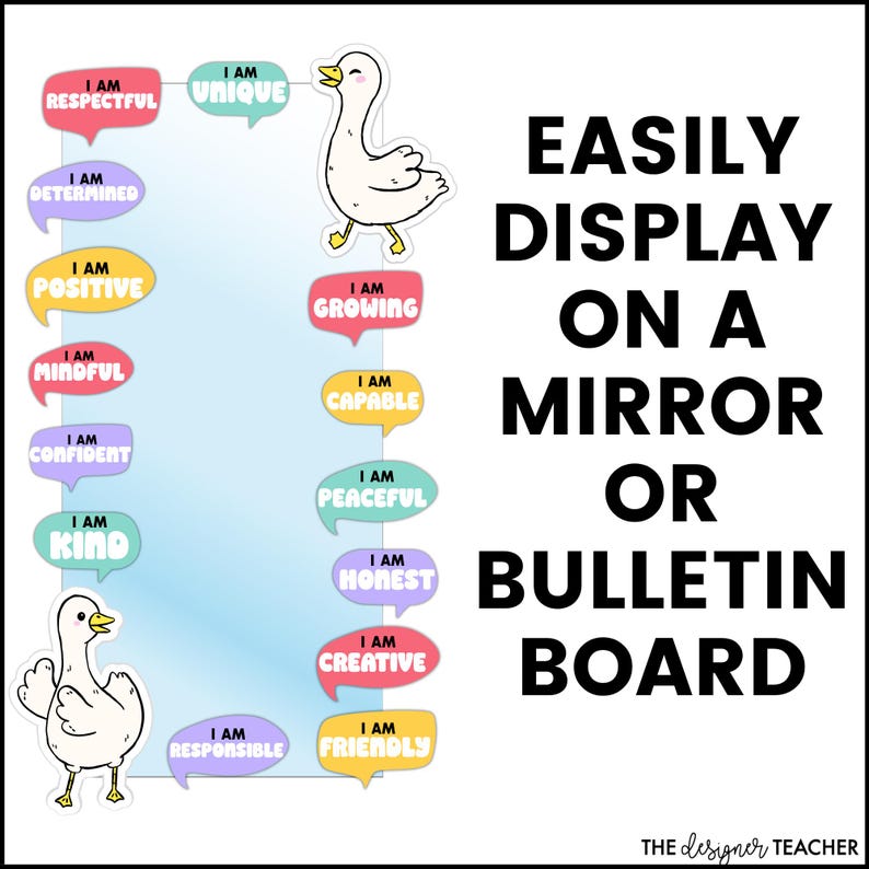 Editable Classroom Positive Affirmation Station Mirror Display Bulletin ...