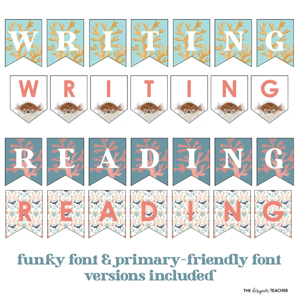 Editable Letter Banner Pennants With Ocean Theme Under the Sea - Etsy