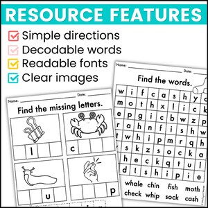 Beginning Phonics Review 25 Worksheets for CVC Words, Digraphs, Blends ...