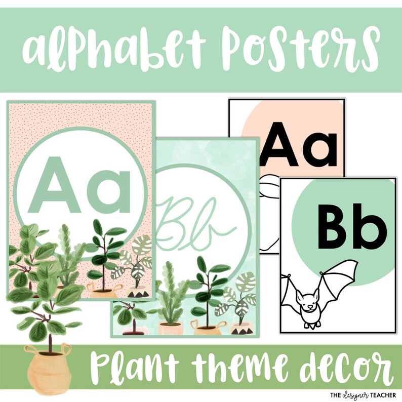 Plant Theme Classroom Alphabet Posters: Print Cursive & - Etsy