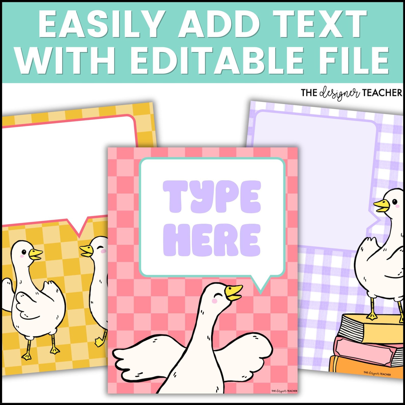 Editable Classroom Silly Goose Posters Bulletin Board | Cute Checkered ...