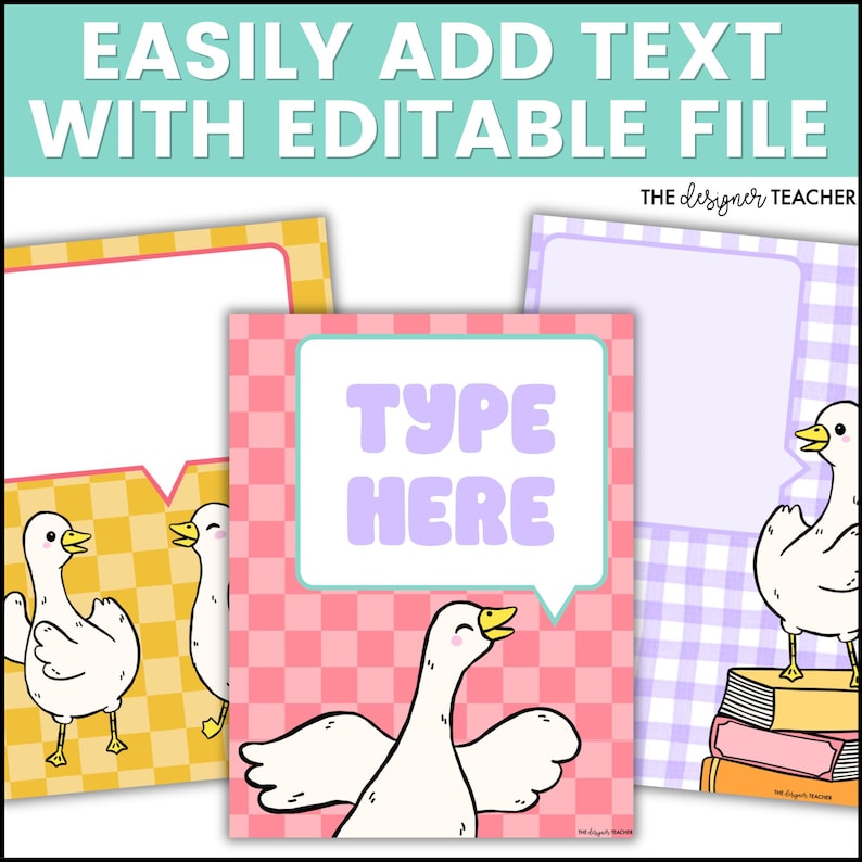 Editable Classroom Silly Goose Posters Bulletin Board | Cute Checkered ...