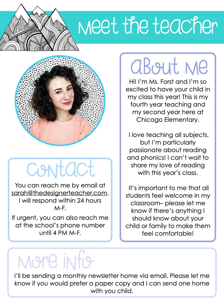 Mountain Theme Editable Meet the Teacher Template Mountain Classroom ...