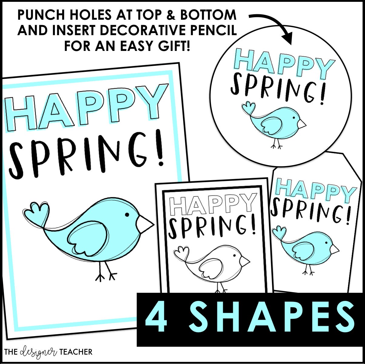 Editable Happy Spring Gift Tags & Cards for Students, Teachers ...