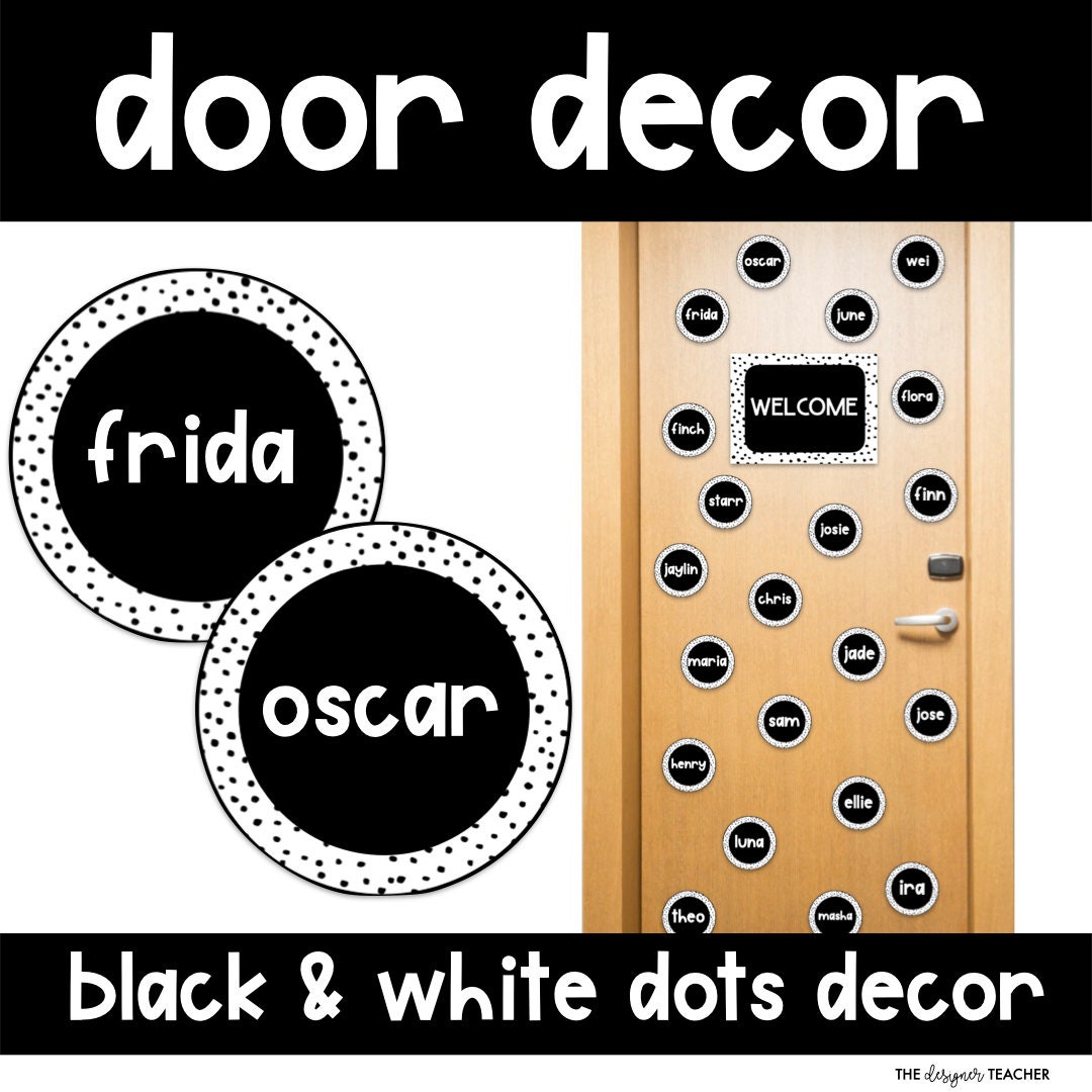 Black & White Speckled Boho Dalmatian Dots Door Decor Classroom Door ...