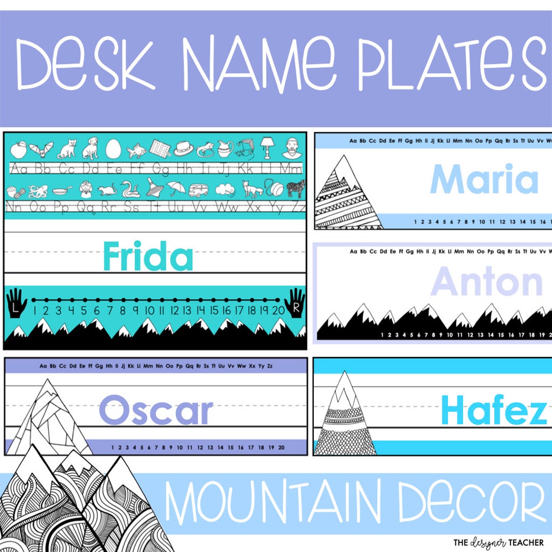 Mountain Nature Theme Classroom Editable Desk Plates Student Name Tags ...
