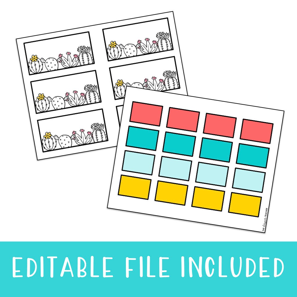 Editable Teacher Toolbox Labels With Cactus Theme | Bright Plant School ...