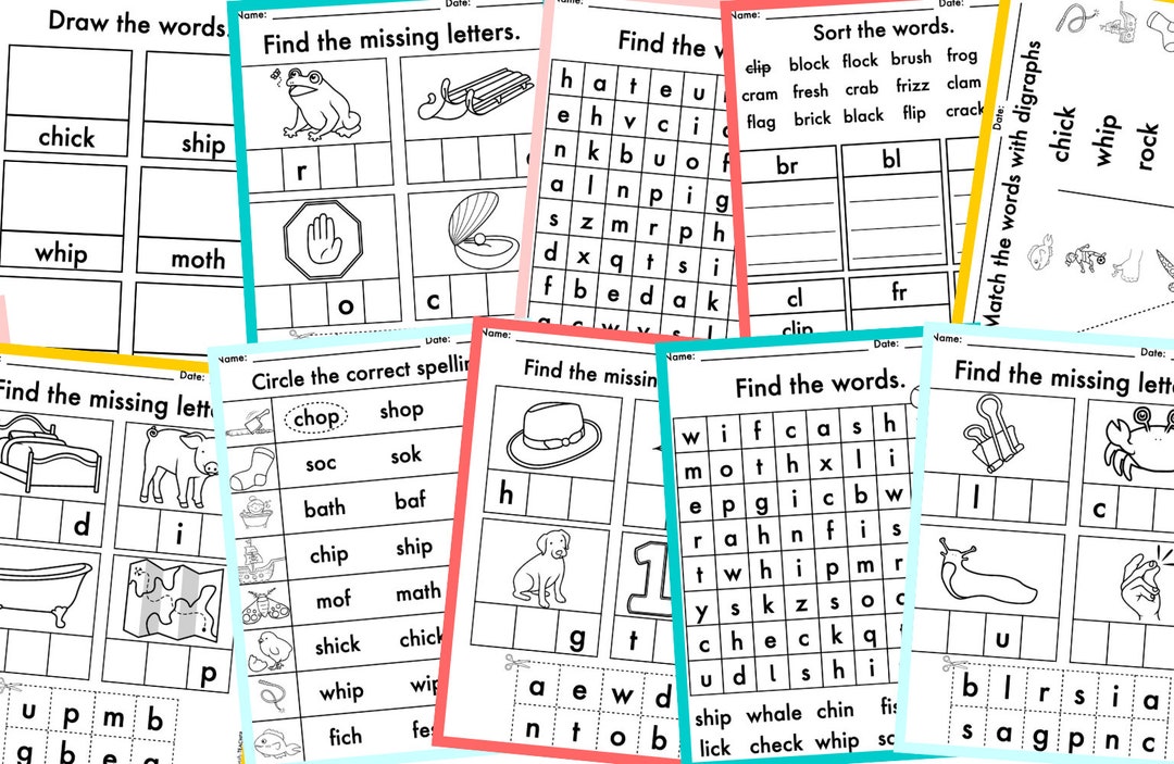 Beginning Phonics Review 25 Worksheets for CVC Words, Digraphs, Blends ...