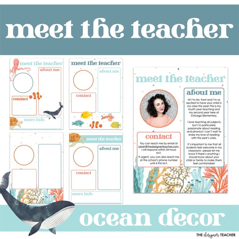 Ocean Theme Under the Sea Editable Meet the Teacher Template - Etsy