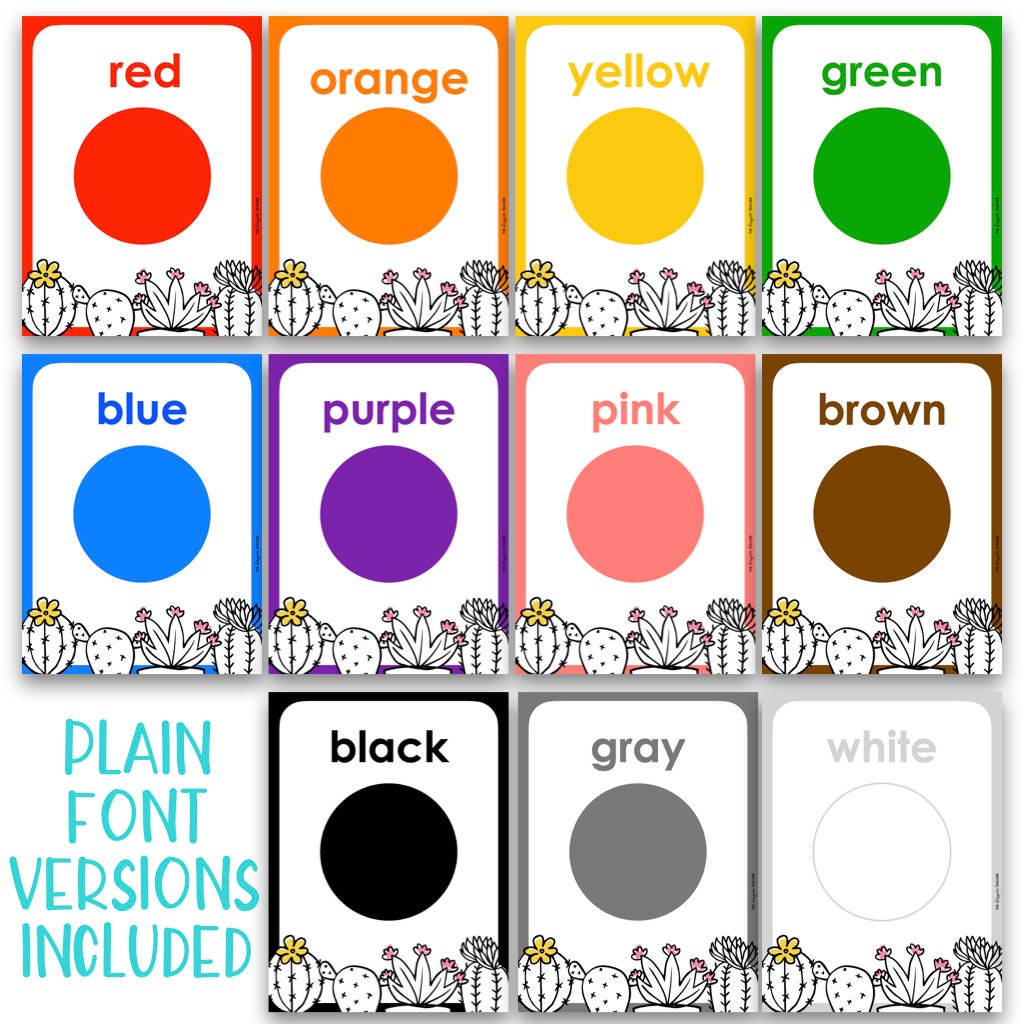 Cactus Theme Classroom Colors Posters - Etsy