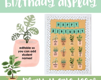 Boho Plants Classroom Birthday Display Plant Theme Classroom Decor ...