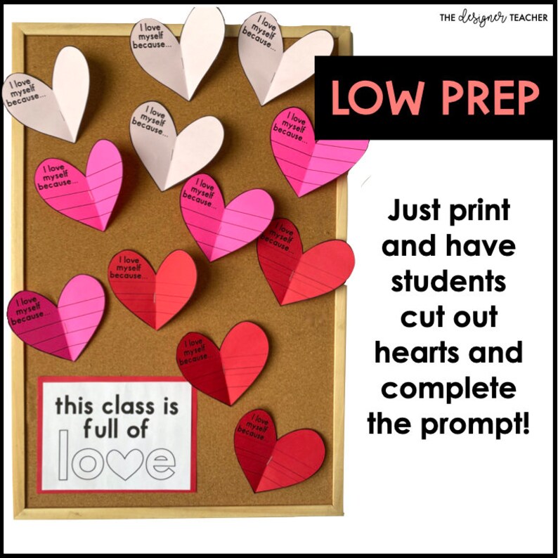 Self Love Bulletin Board Activity and Heart Craft • Valentine's Day ...