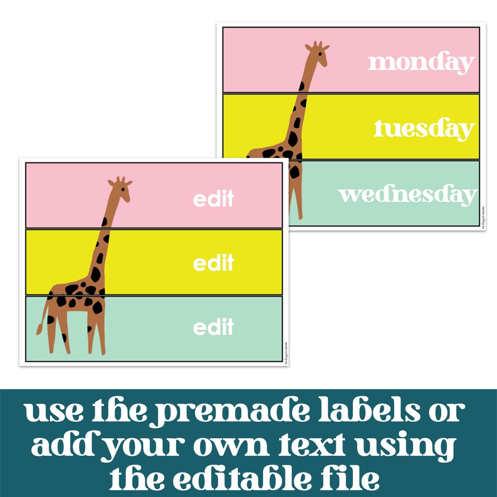 Modern Tropical Jungle Editable Rolling Cart Labels for 10 and 12 ...