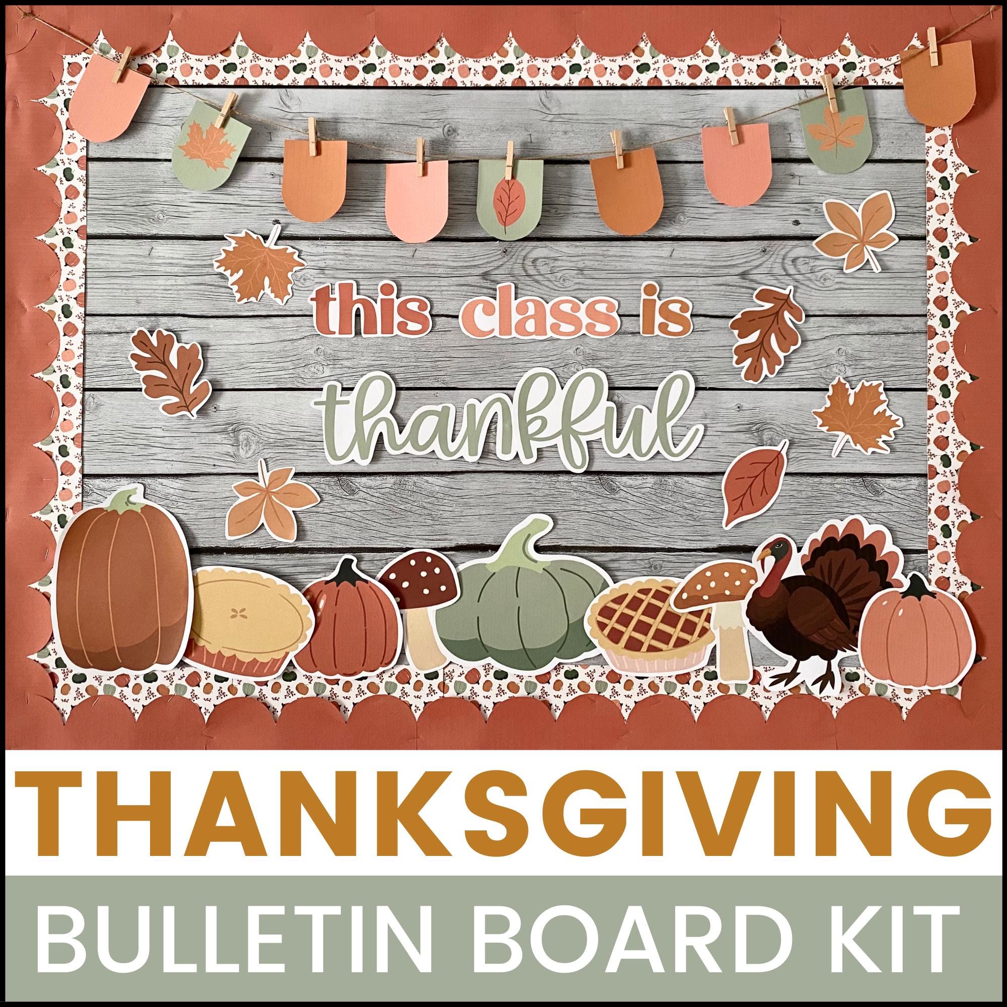 Fall November Thanksgiving Bulletin Board Kit Ideas Thankful Turkey ...