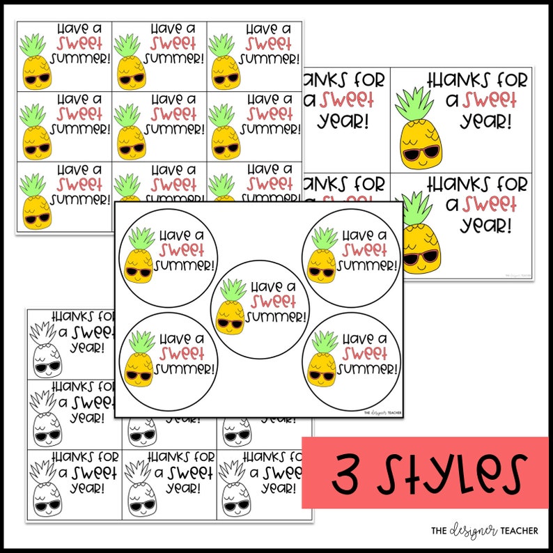 Have a Sweet Summer Pineapple End of the Year Gift Tags & Cards for ...