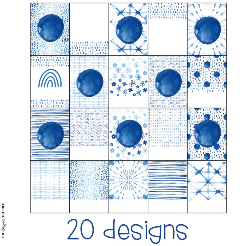 Blue Watercolor Editable Binder Covers & Spines for Teachers - Etsy