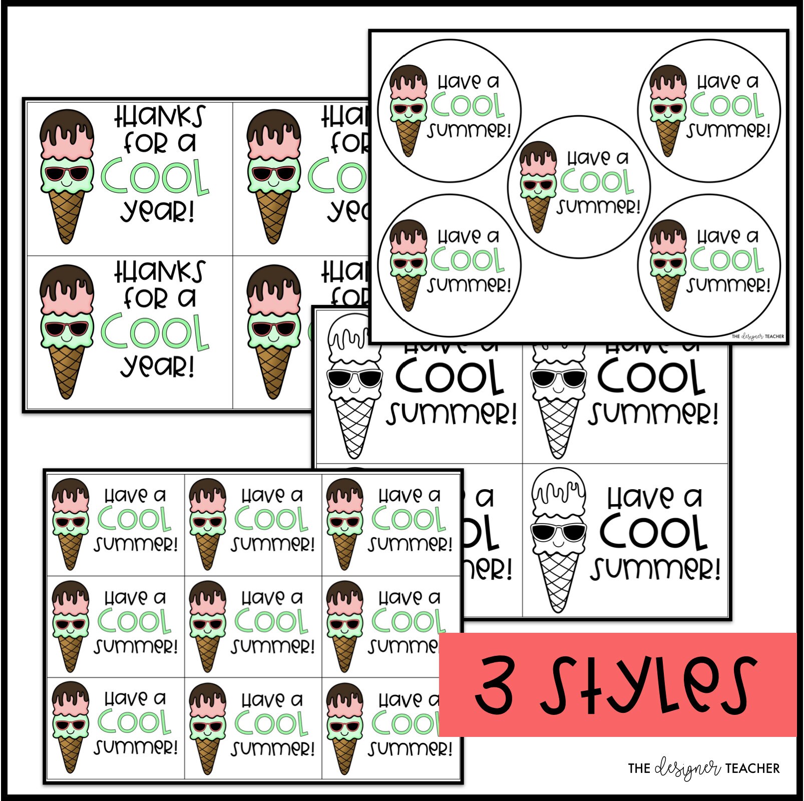 Have a Cool Summer Ice Cream End of the Year Gift Tags & Cards for ...