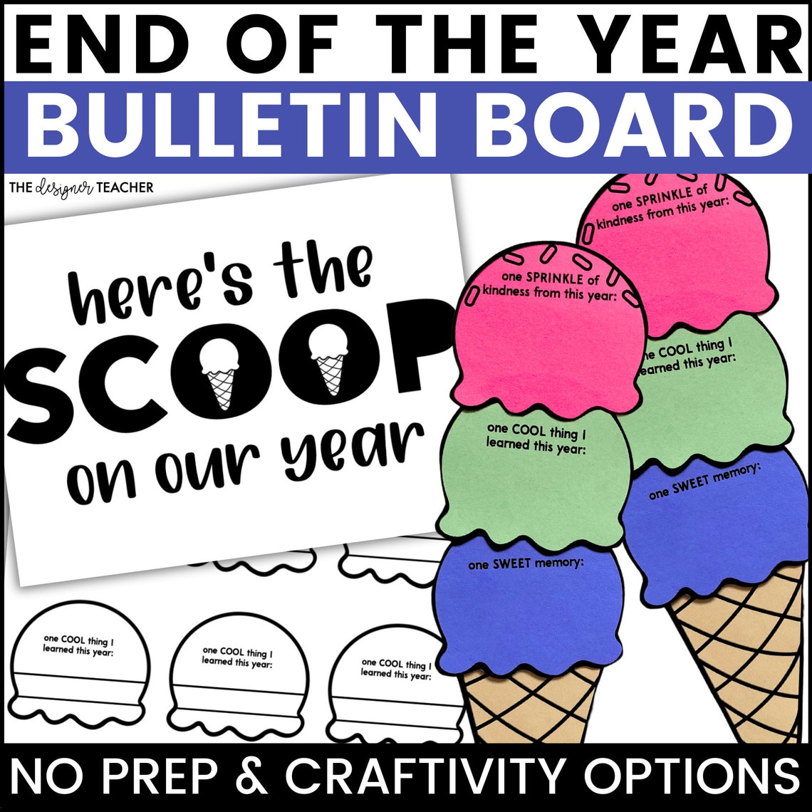 End of the Year Ice Cream Bulletin Board Craft & May June Summer Door ...