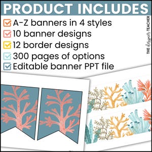 Editable Letter Banner Pennants & Bulletin Board Borders With Ocean ...