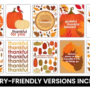 Thanksgiving Printable Posters Signs Art Prints, Fall Autumn Gratitude ...