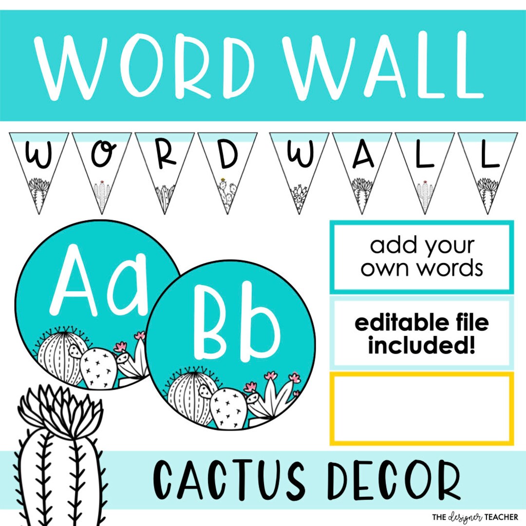 Editable Word Wall Display With Cactus Theme - Etsy