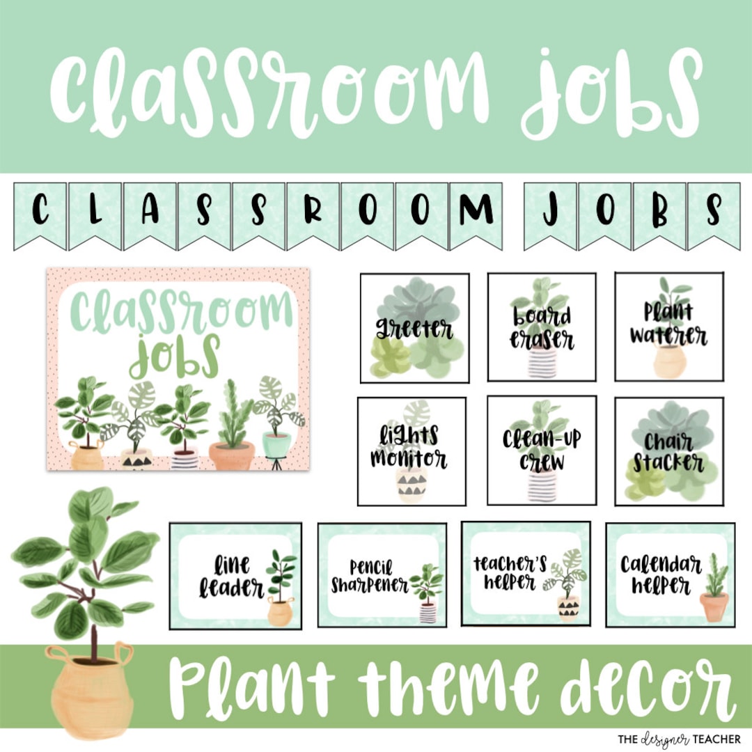 Editable Classroom Jobs Chart Student Bulletin Board Display Plant ...