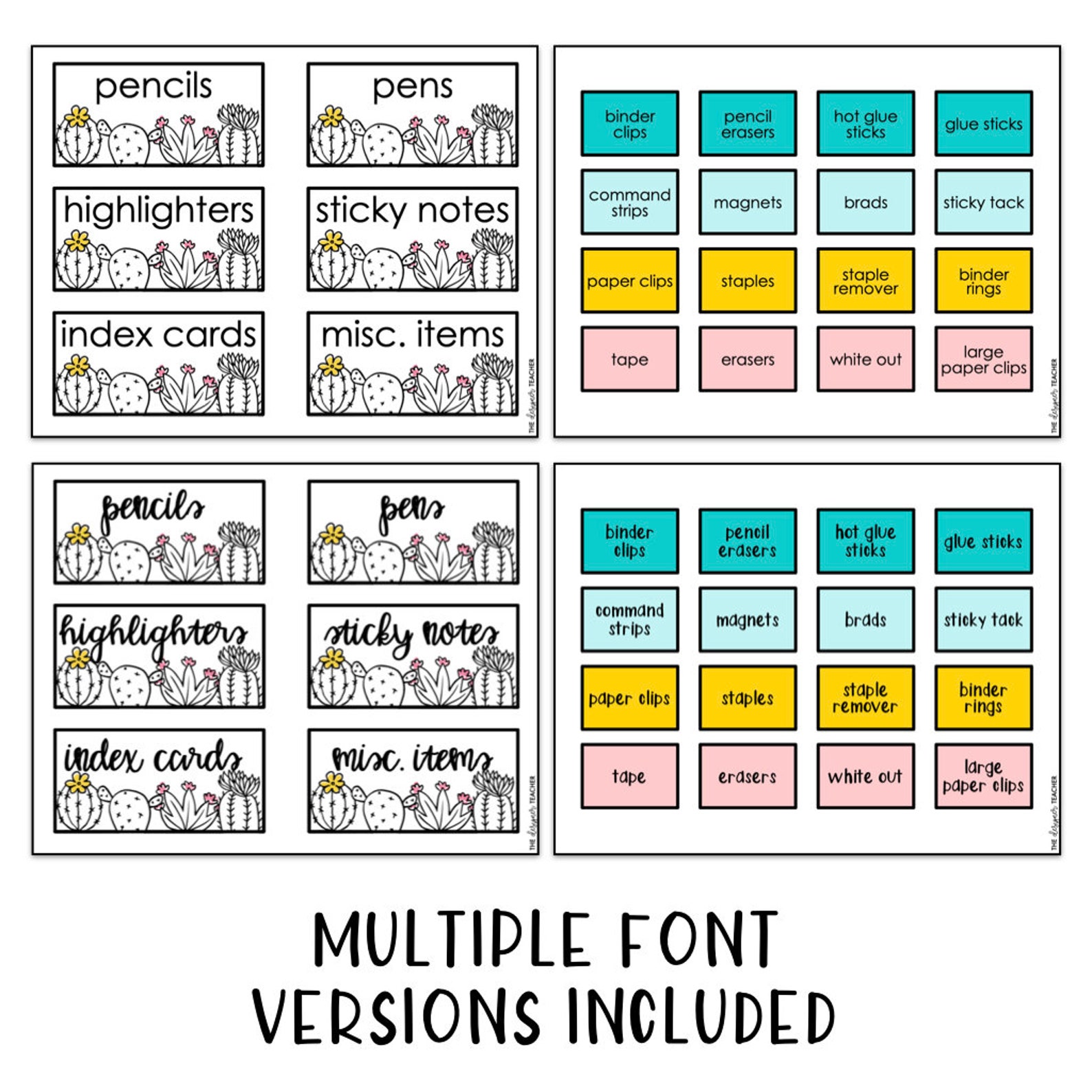 Editable Teacher Toolbox Labels With Cactus Theme | Bright Plant School ...