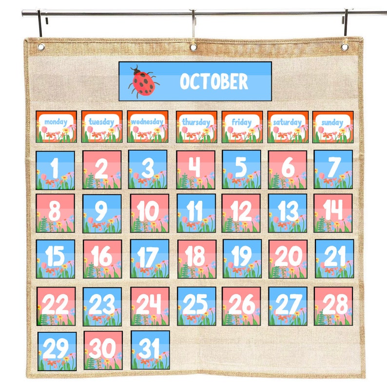 Editable Classroom Calendar Kit | Bright Garden Flower Theme Pocket ...