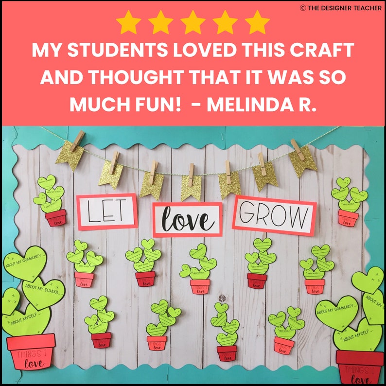 February Valentine's Day Bulletin Board and Cactus Door Decor Craft - Etsy