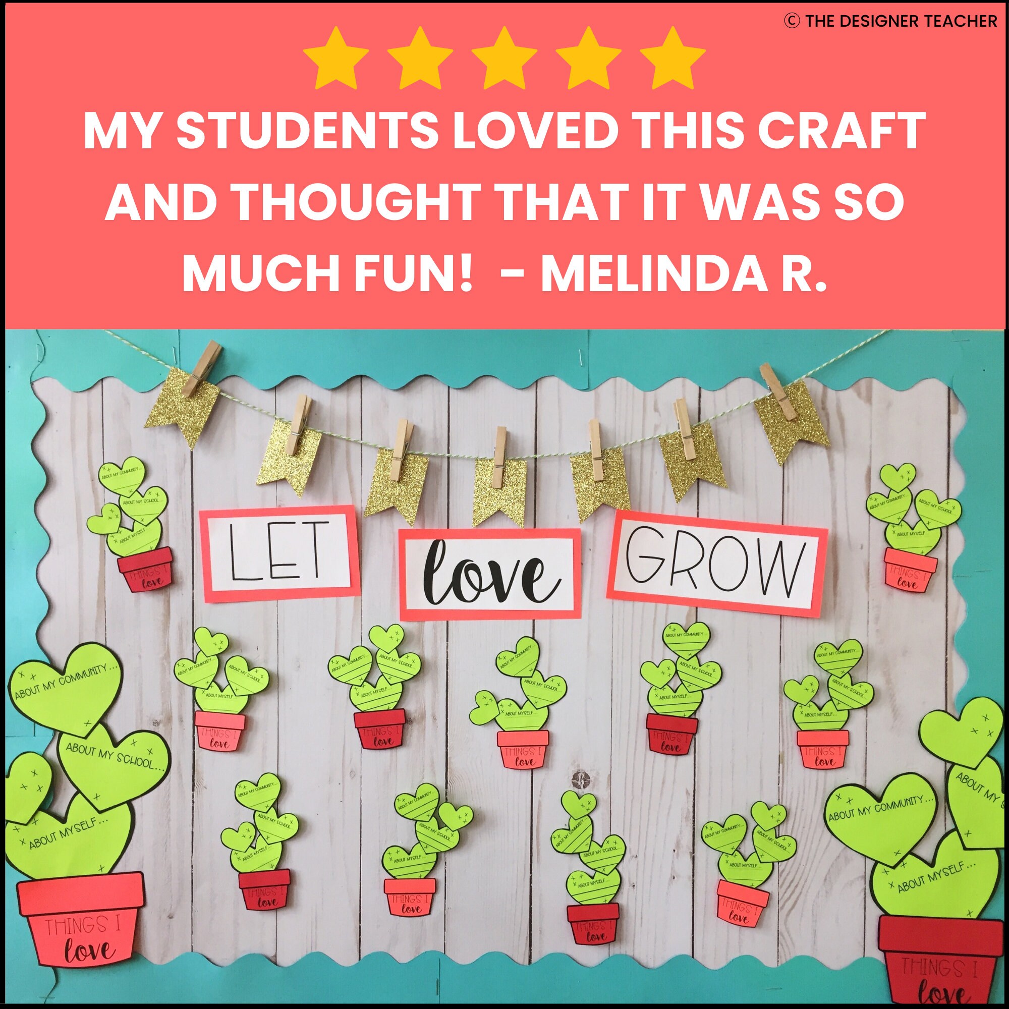 February Valentine's Day Bulletin Board and Cactus Door Decor Craft - Etsy