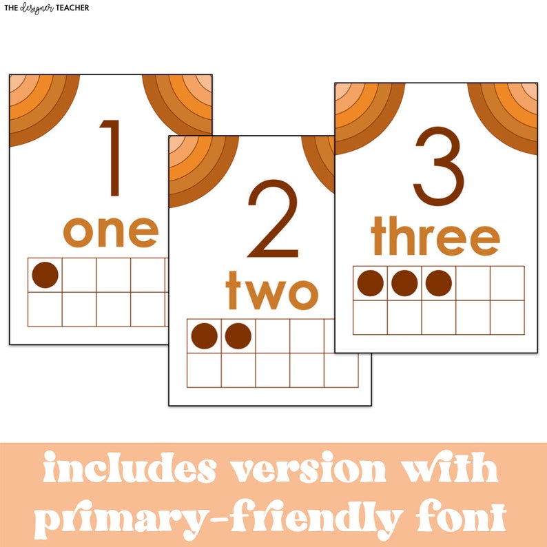 Sunny Boho Retro Groovy Decor Theme Classroom Number Posters 1–20 | 10 ...
