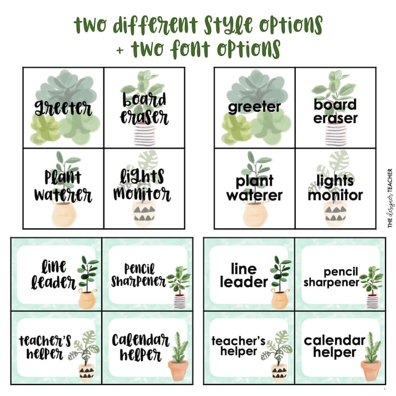 Editable Classroom Jobs Chart Student Bulletin Board Display Plant ...