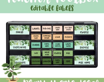 Botanical Teacher and Office Toolbox Labels EDITABLE Cactus Plant ...