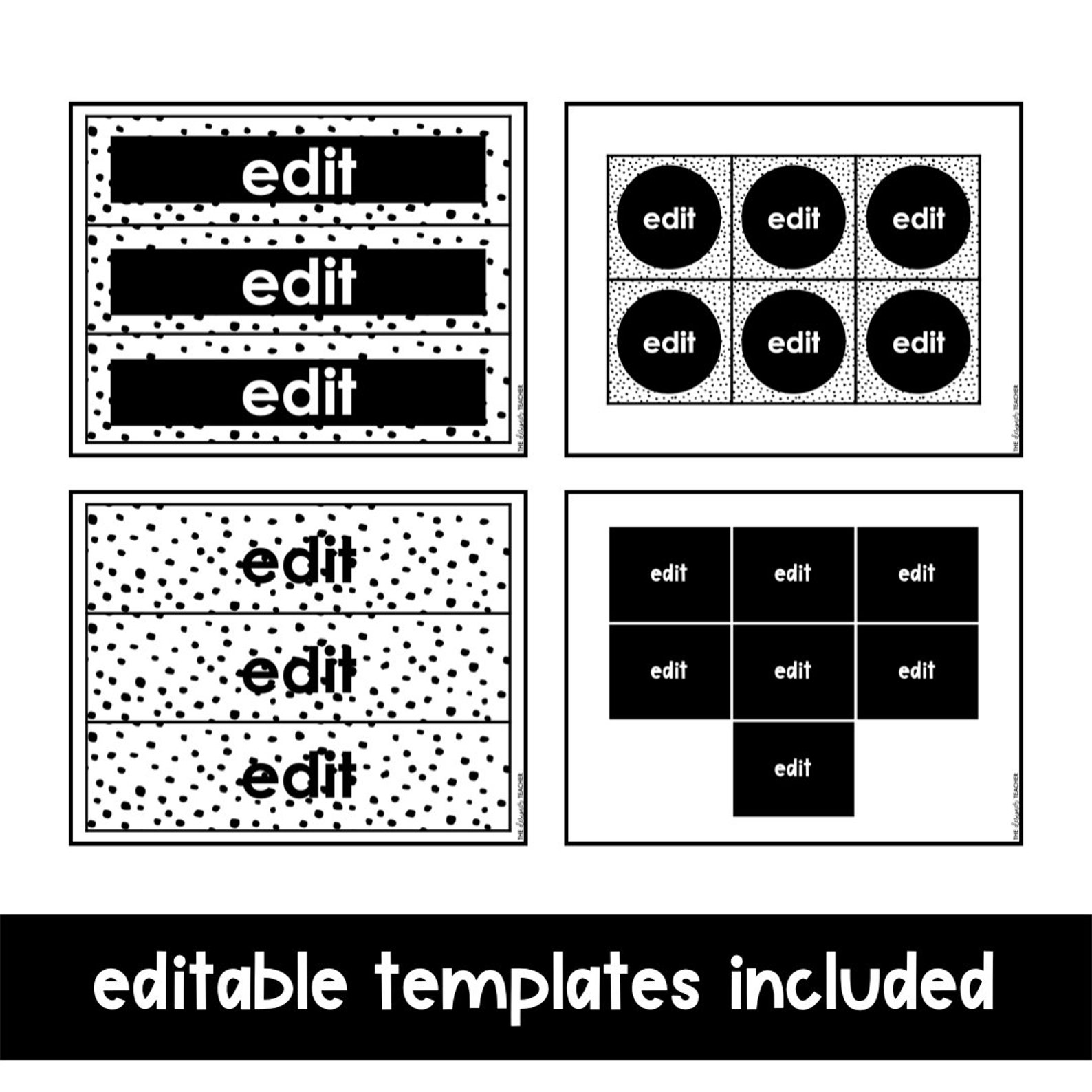 Editable Classroom Calendar Kit With Black & White Speckled Boho ...