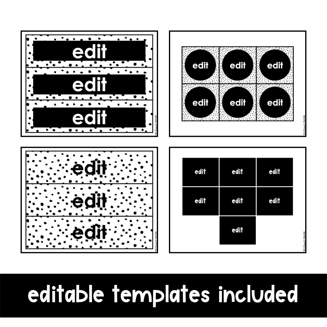 Editable Classroom Calendar Kit With Black & White Speckled Boho ...