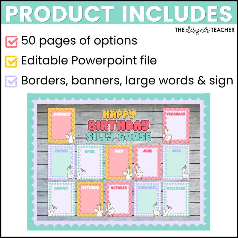 Editable Classroom Birthday Chart and Bulletin Board Display | Silly ...