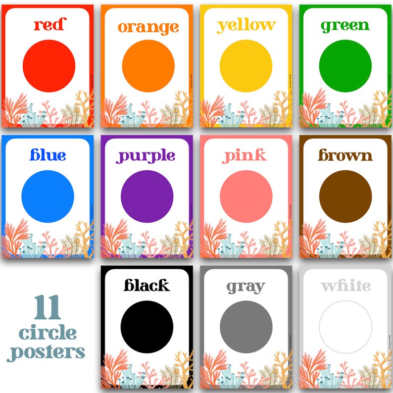 Ocean Theme Colors Posters Printable Under the Sea Classroom Decor ...
