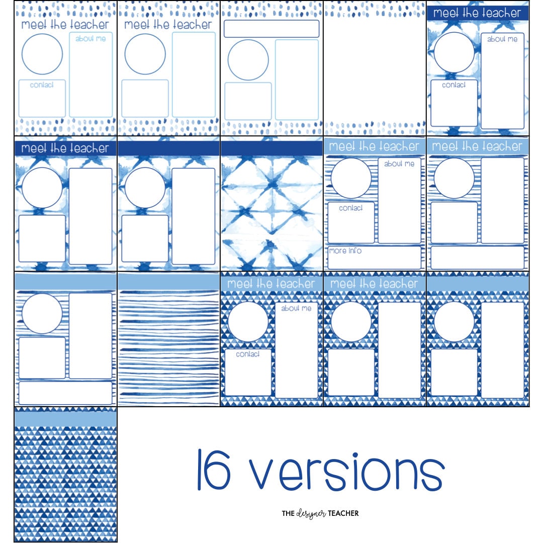 Editable Blue Watercolor Meet the Teacher Template Back to School - Etsy