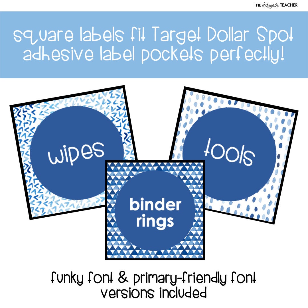 Editable Supply Labels for Target Pocket Labels Blue Watercolor Theme ...
