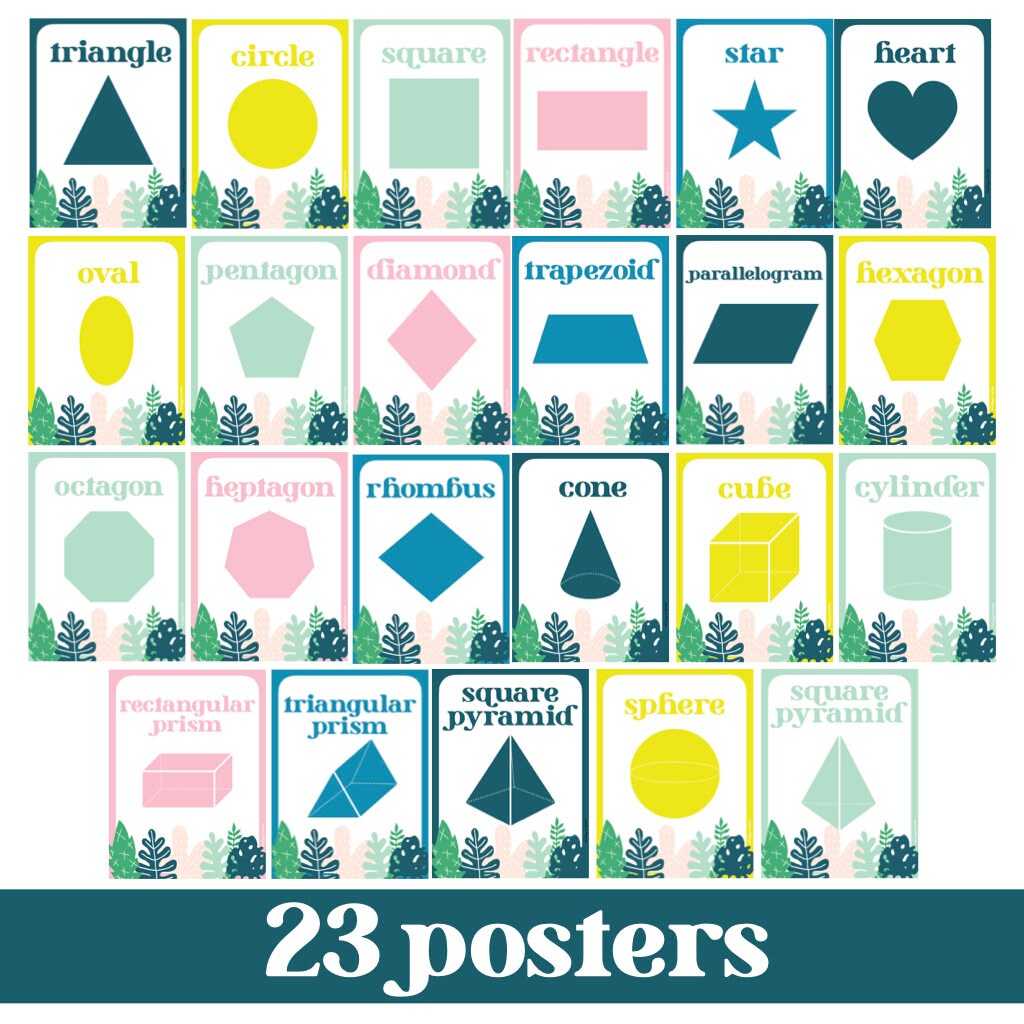 Modern Tropical Jungle Theme 2D and 3D Shapes Posters - Etsy