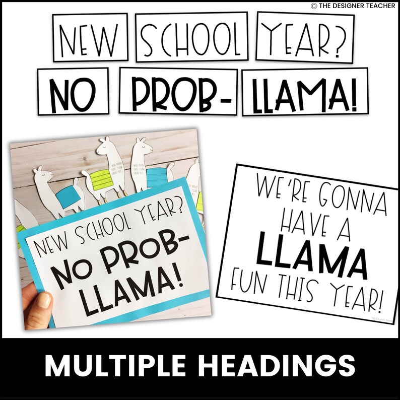 Back to School Llama Bulletin Board & Door Decor Craft: New School Year ...