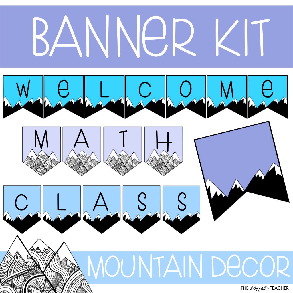 Editable Letter Banner Pennants With Mountain Theme - Etsy