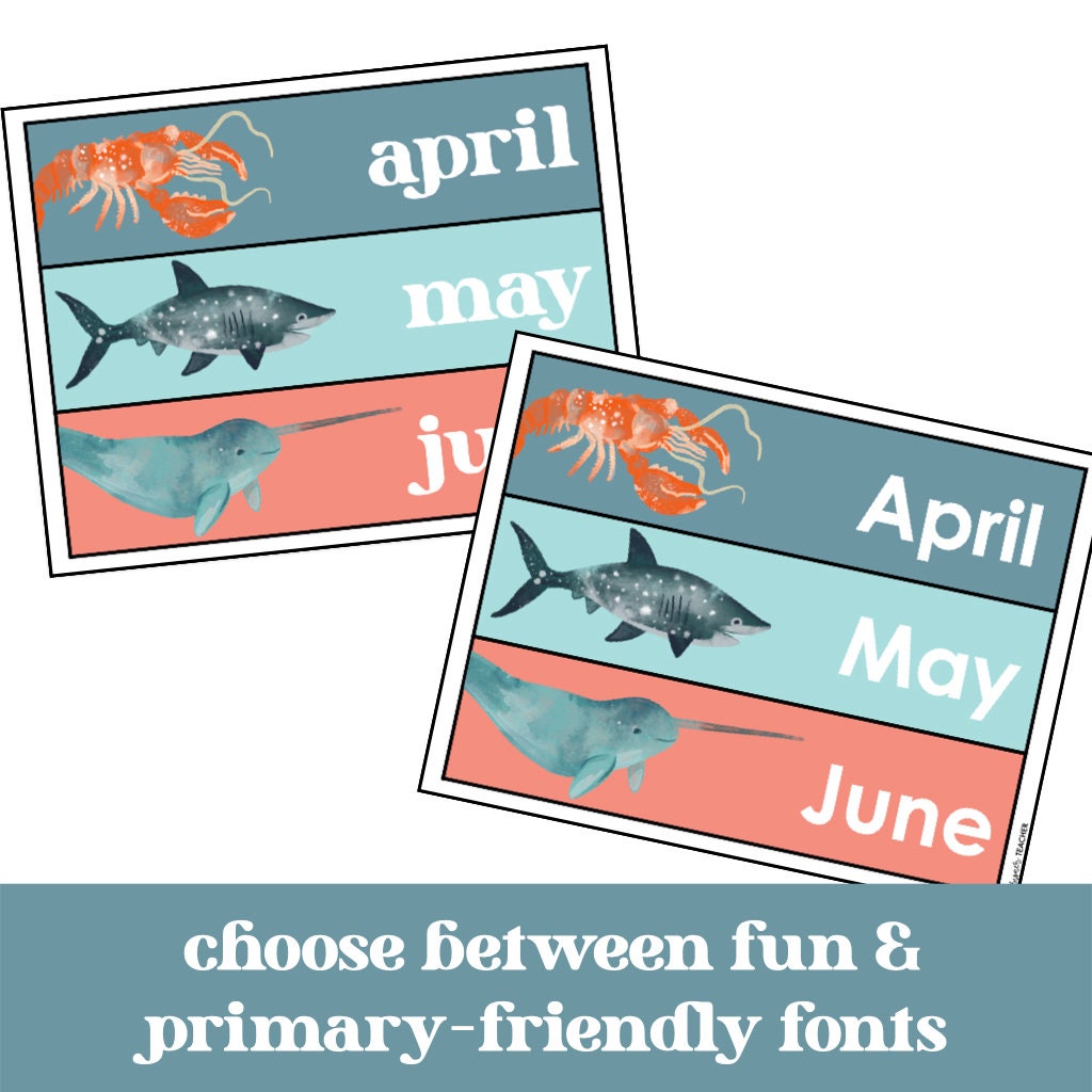 Editable Classroom Calendar Kit With Ocean Theme Under the Sea - Etsy