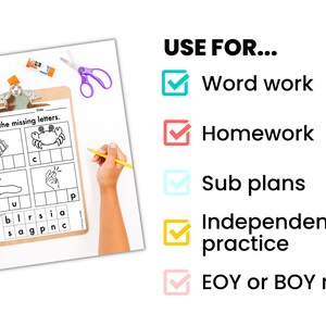 Beginning Phonics Review 25 Worksheets for CVC Words, Digraphs, Blends ...