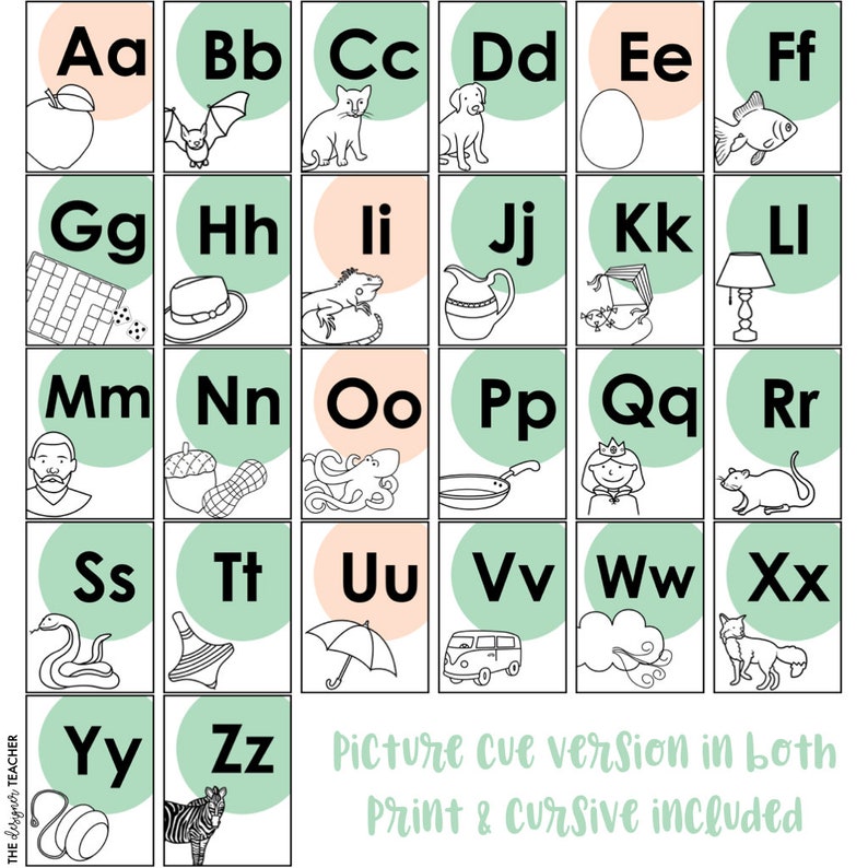 Plant Theme Classroom Alphabet Posters: Print Cursive & - Etsy