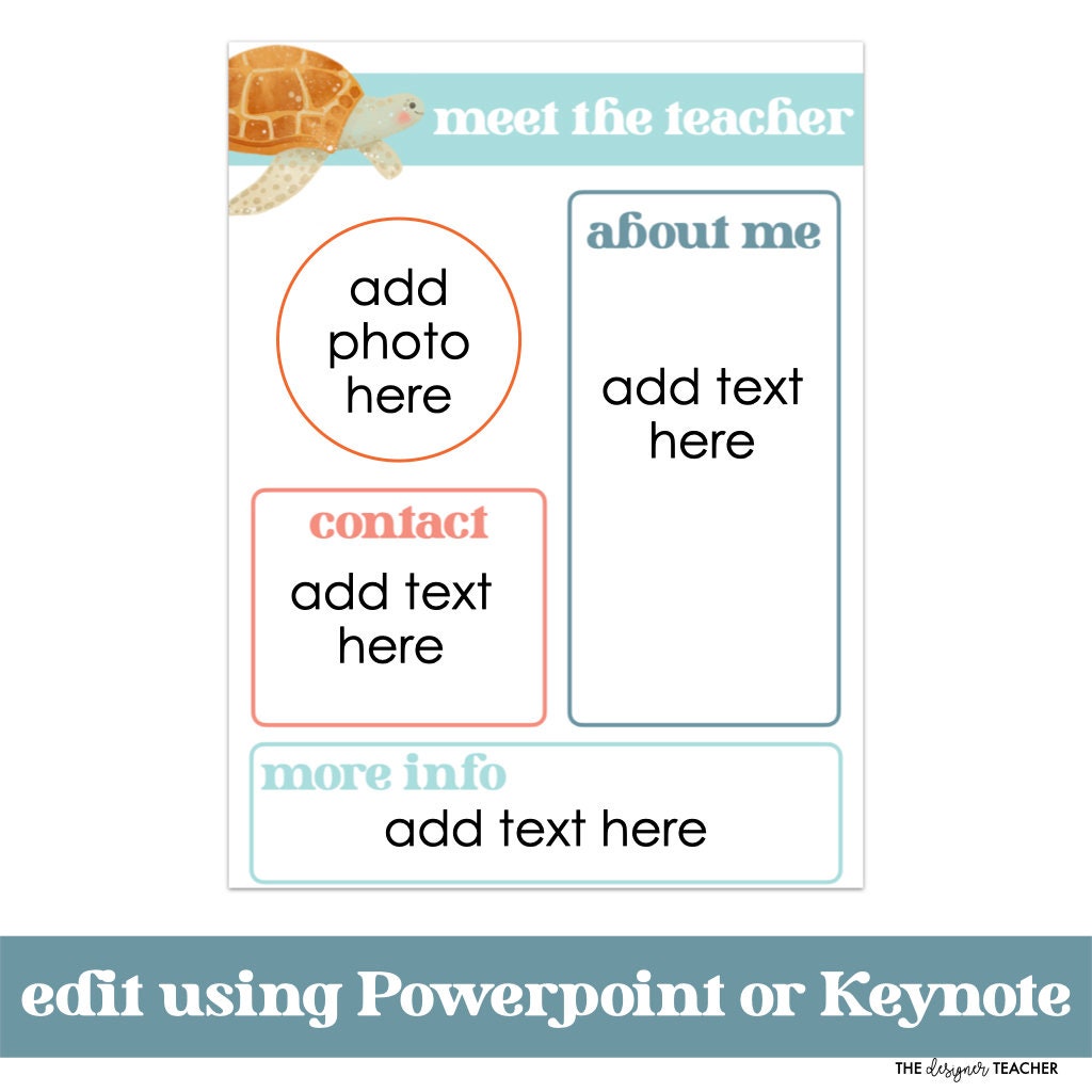 Ocean Theme Under the Sea Editable Meet the Teacher Template - Etsy
